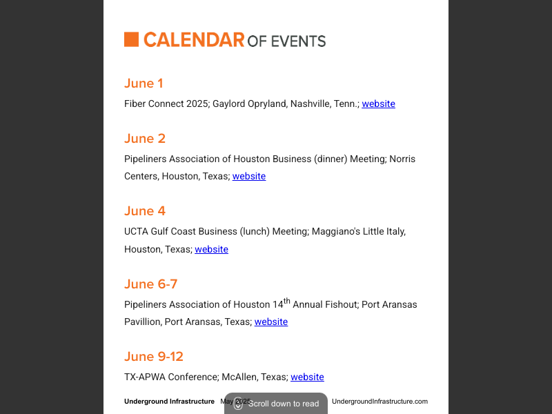 May 2025Calendar of Events