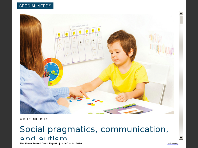 Fourth Quarter 2019 | Vol. 35 No. 4Special Needs | Social pragmatics ...