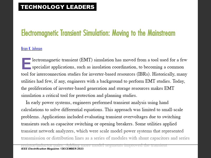 IEEE Electrification Magazine - December 2023Technology Leaders