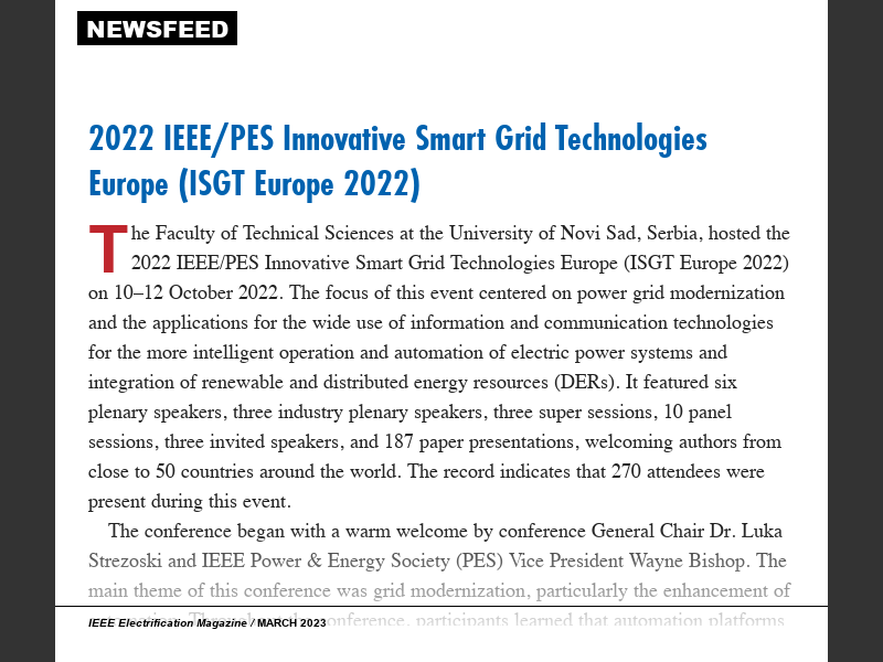 IEEE Electrification Magazine - March 2023Newsfeed
