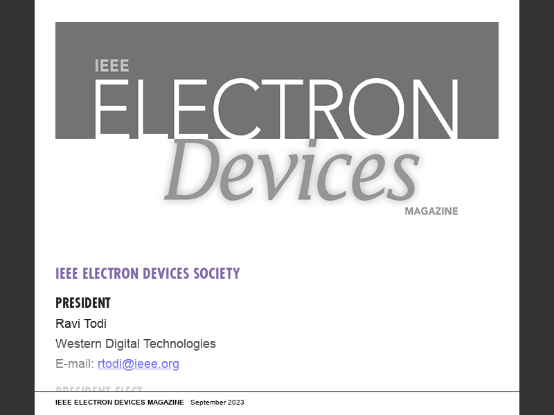 IEEE Electron Devices Magazine - September 2023Masthead