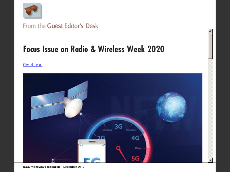 IEEE Microwave Magazine, December 20195G Infrastructure RF Solutions