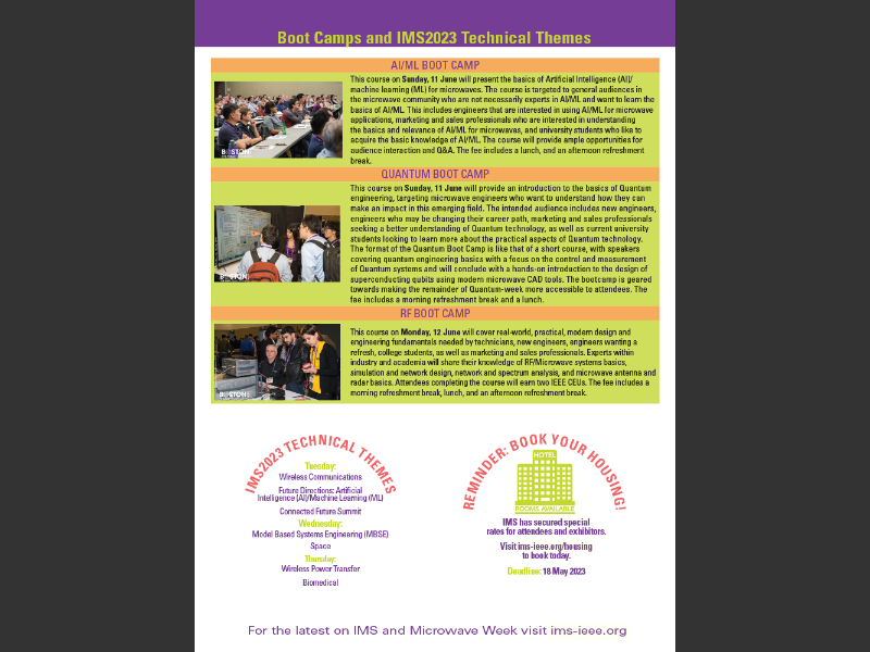 IEEE Microwave Magazine, May 2023Boot Camps and IMS2023 Technical Themes
