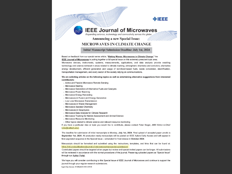 IEEE Microwave Magazine, November 2023Making Waves: Microwaves in Climate Change