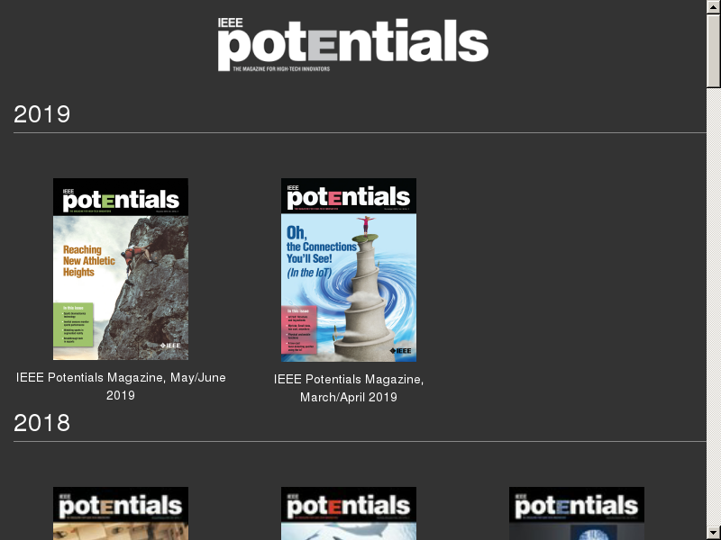 IEEE Potentials Magazine, May/June 2019Cover