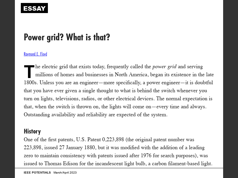 IEEE Potentials Magazine - March/April 2023Power grid? What is that?