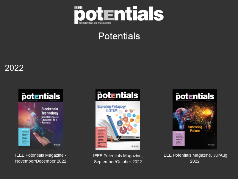 IEEE Potentials Magazine - November/December 2022Archives