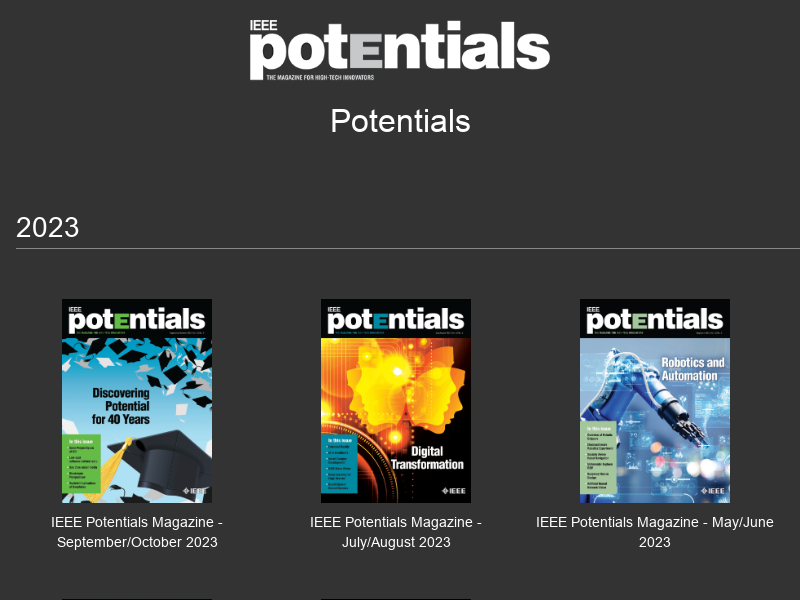 IEEE Potentials Magazine - November/December 2023Archives
