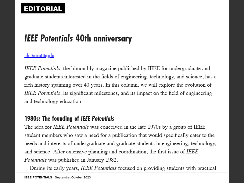 IEEE Potentials Magazine - September/October 2023IEEE Potentials 40th ...