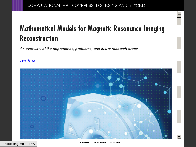 IEEE Signal Processing Magazine, January 2020Mathematical Models for ...
