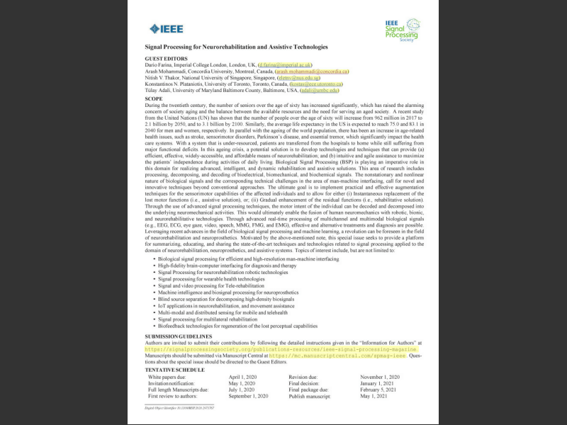 IEEE Signal Processing Magazine, March 2020Cover