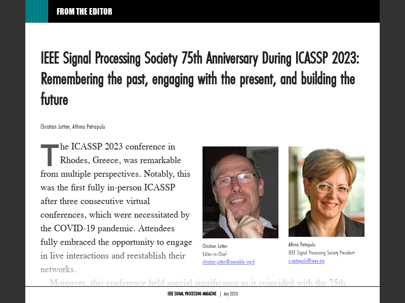 IEEE Signal Processing - 75th Anniversary - July 2023From the Editor