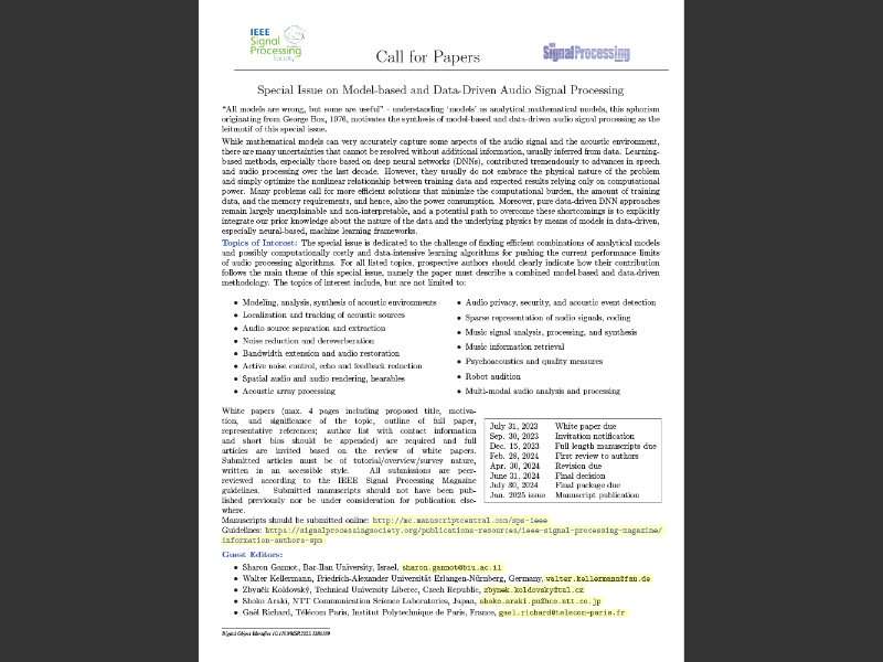 IEEE Signal Processing - 75th Anniversary - July 2023Call for Papers 2