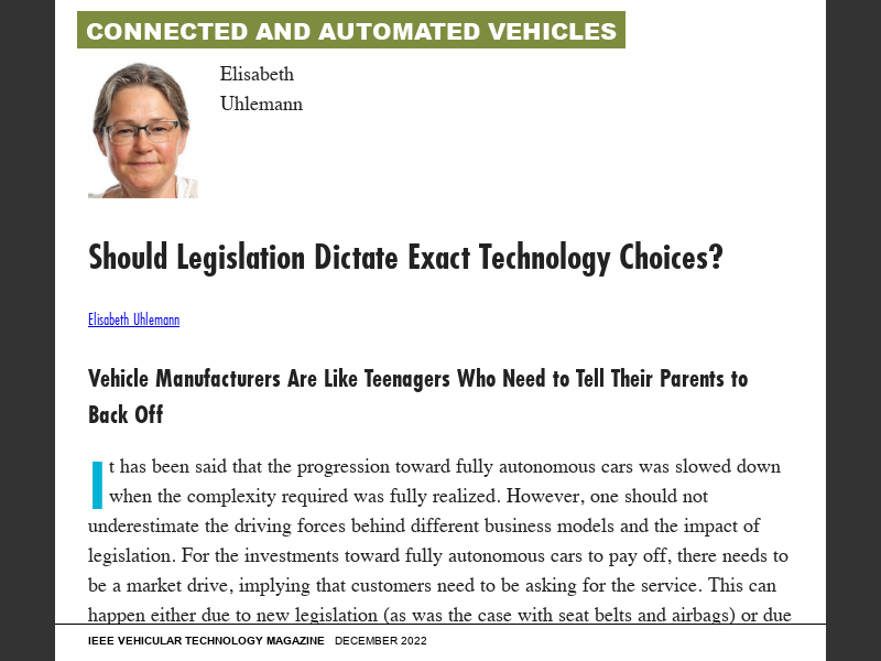 IEEE Vehicular Technology Magazine - December 2022Connected and ...