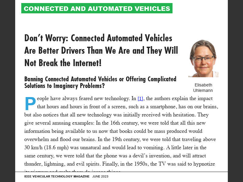 IEEE Vehicular Technology Magazine - June 2023Connected and Automated ...