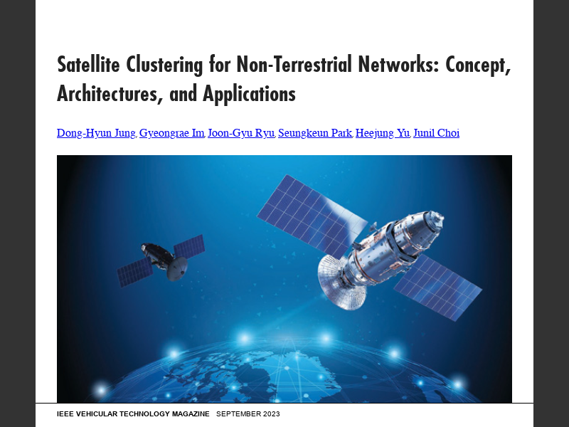 IEEE Vehicular Technology Magazine - September 2023Satellite Clustering for Non-Terrestrial Networks