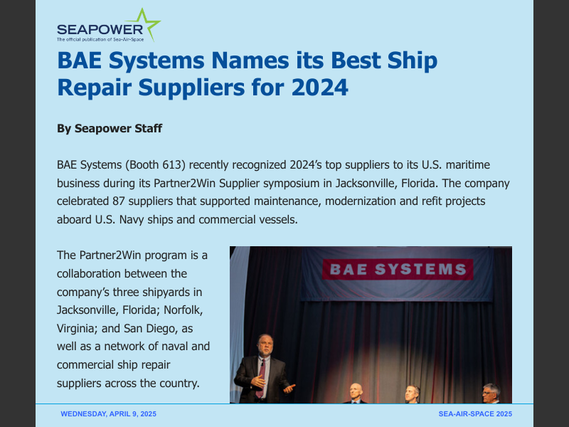 Seapower at Sea Air Space Wednesday 2025BAE Awards