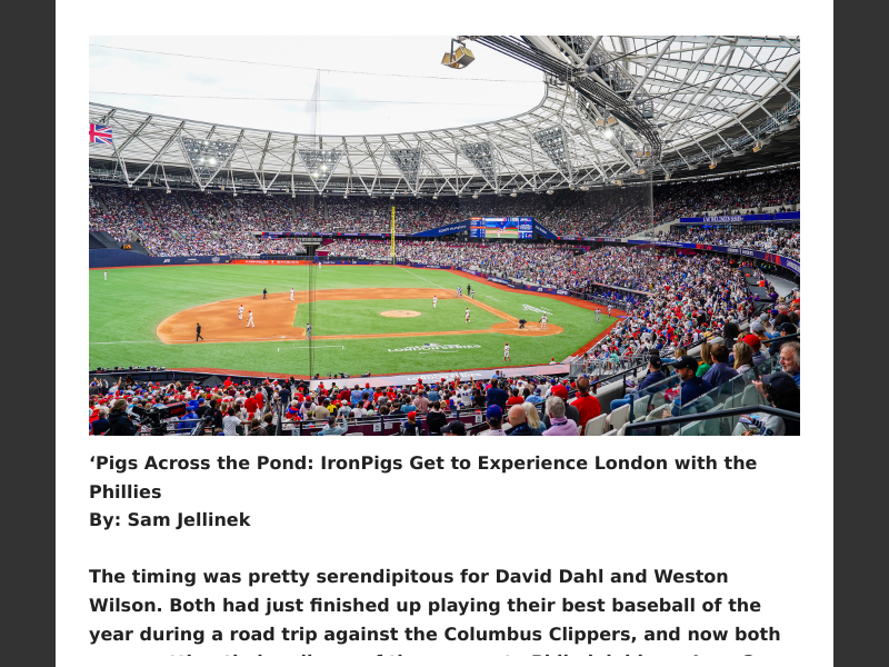 Issue Nine: July 9-14‘Pigs Across the Pond: IronPigs Get to Experience ...