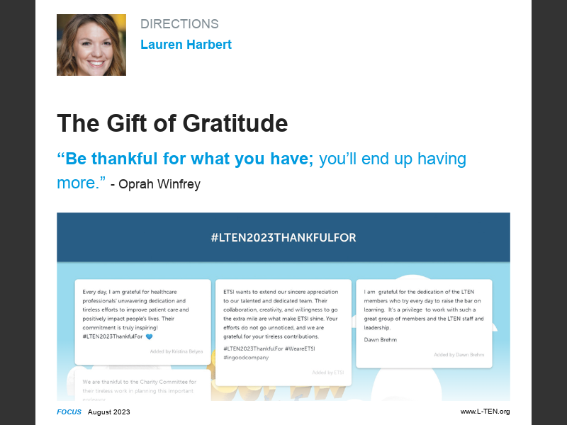 Focus Magazine - August 2023Directions: The Gift of Gratitude