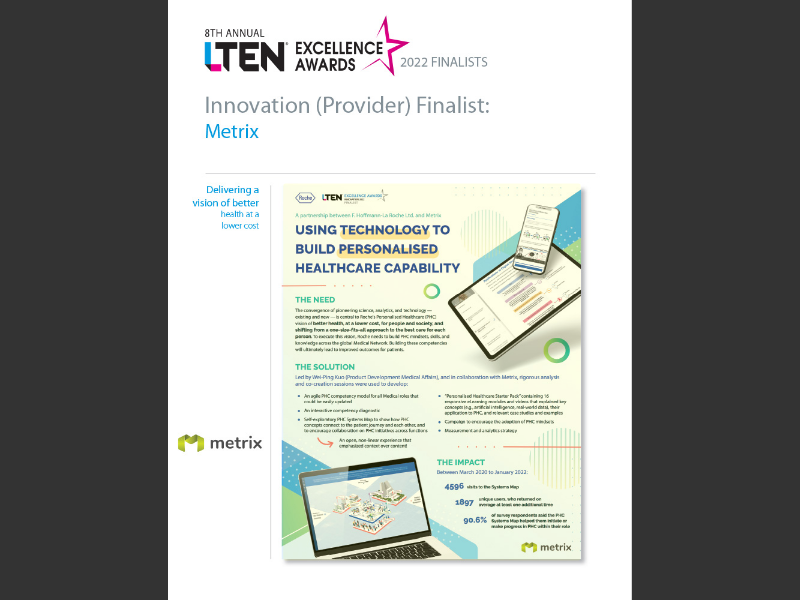 FOCUS Excellence Awards - Summer 2022Innovation (Provider) Finalist: Metrix