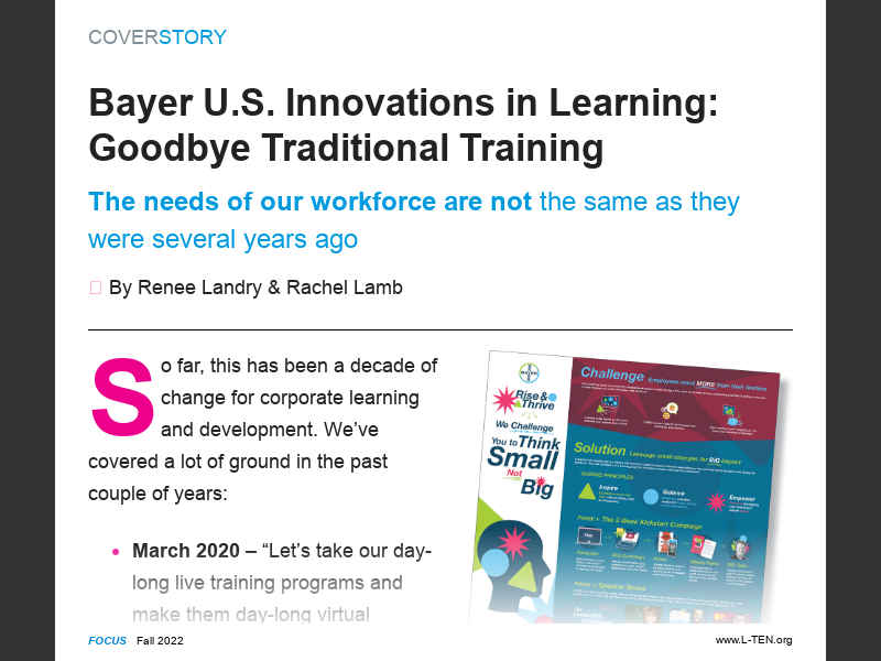 Focus Magazine - Fall 2022Bayer U.S. Innovations in Learning: Goodbye ...