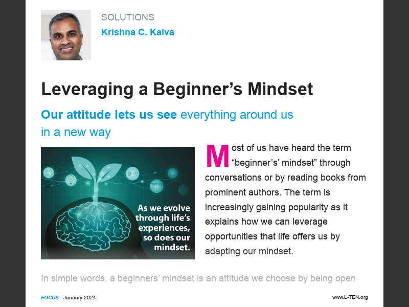Focus Magazine - January 2024Solutions: Leveraging a Beginner's Mindset