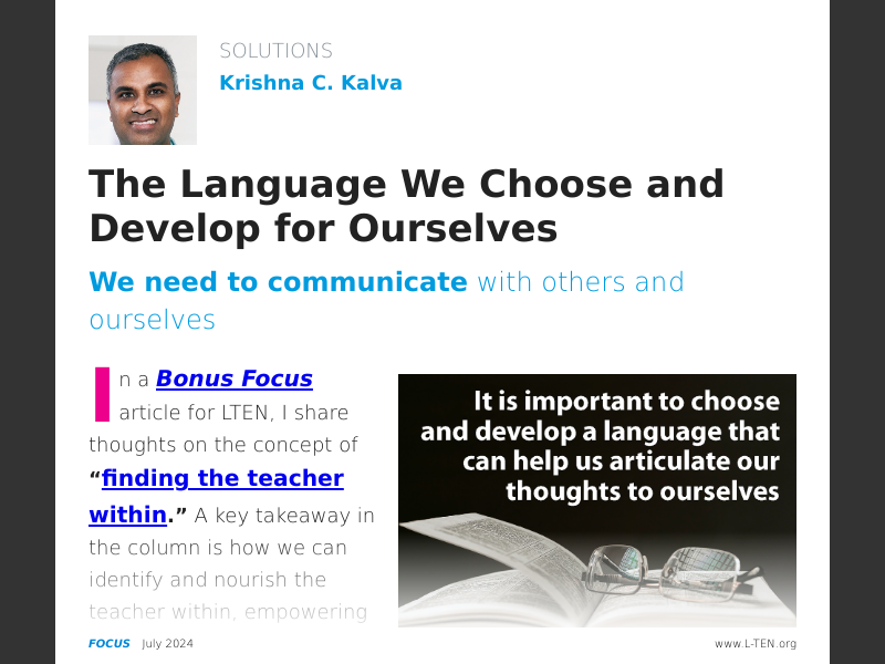 Focus Magazine - July 2024Solutions: The Language We Choose and Develop ...