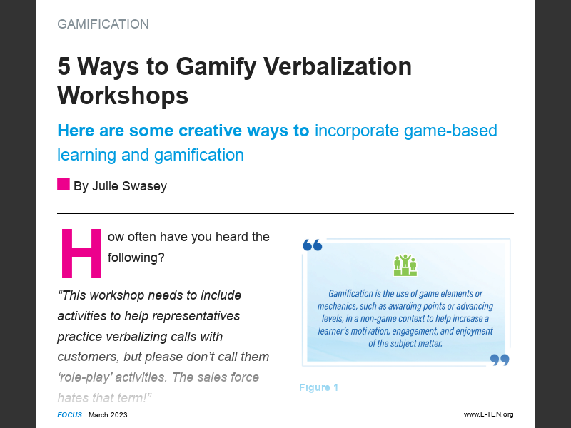 Focus Magazine - March 20235 Ways to Gamify Verbalization Workshops