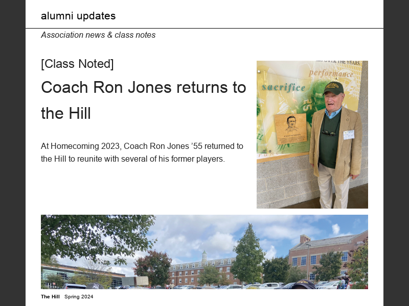 Spring 2024Class Noted: Coach Ron Jones returns to the Hill