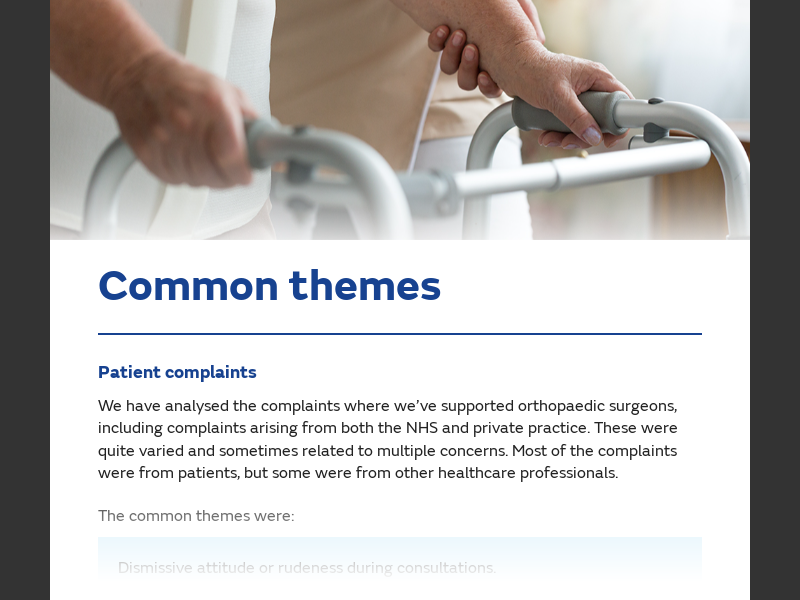 Learning from cases - Orthopaedic SurgeryArticle - Common themes