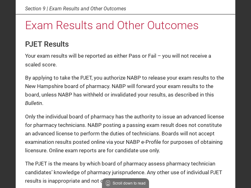 PJET Candidate Application BulletinSection 9 | Exam Results and Other ...