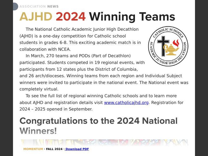 Fall 2024AJHD 2024 Winning Teams