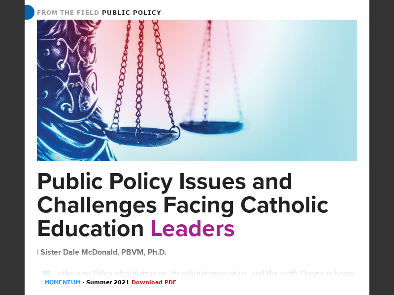 Summer 2021Public Policy Issues and Challenges Facing Catholic ...