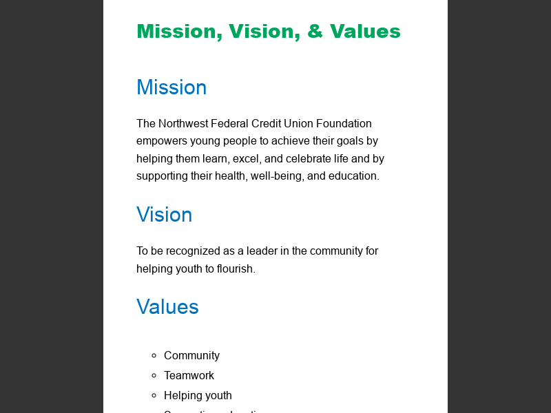 2022 Annual ReportMission, Vision, & Values