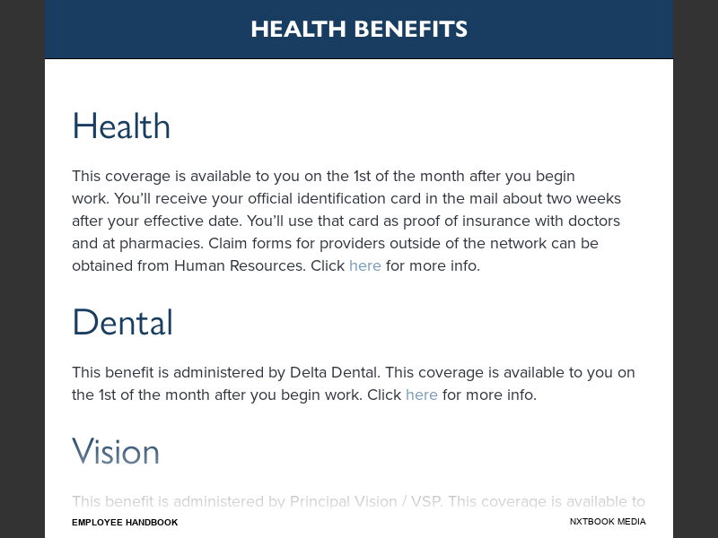 Employee HandbookHealth Benefits