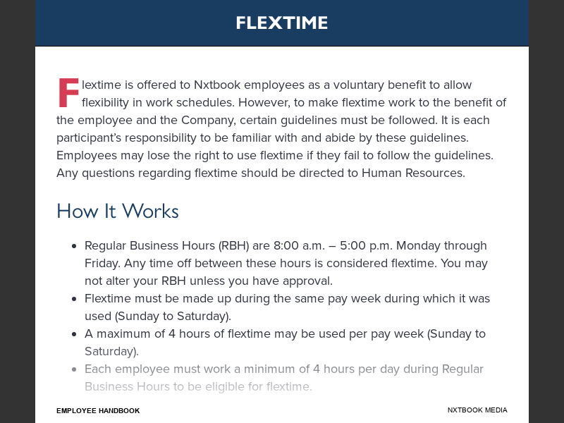 Employee HandbookFlextime