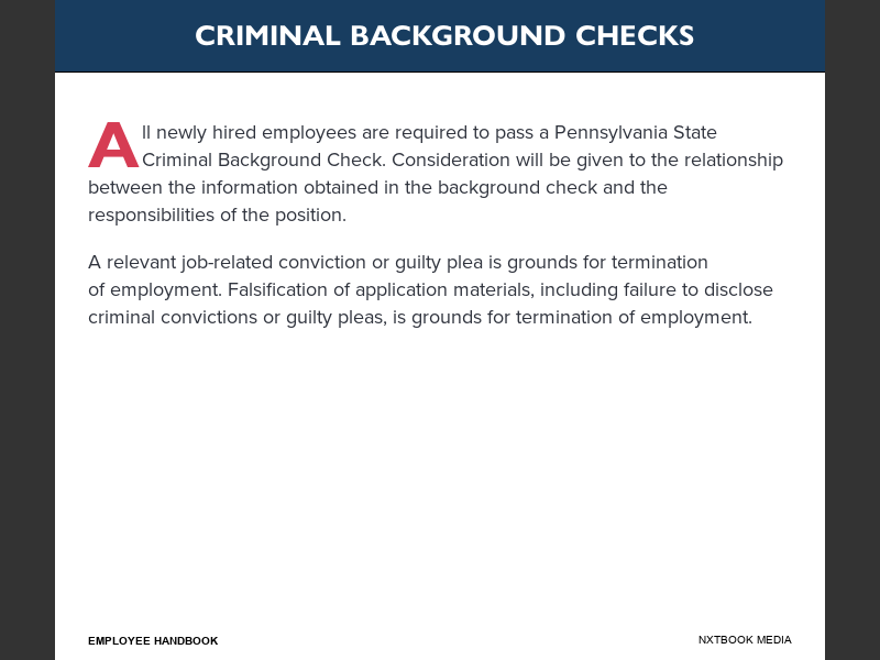 Employee HandbookCriminal Background Checks