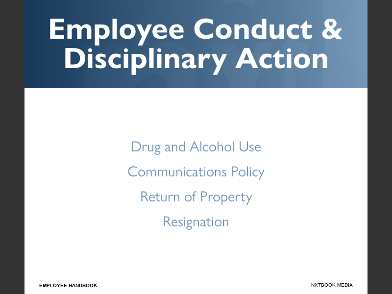 Employee HandbookConduct and Disciplinary Action