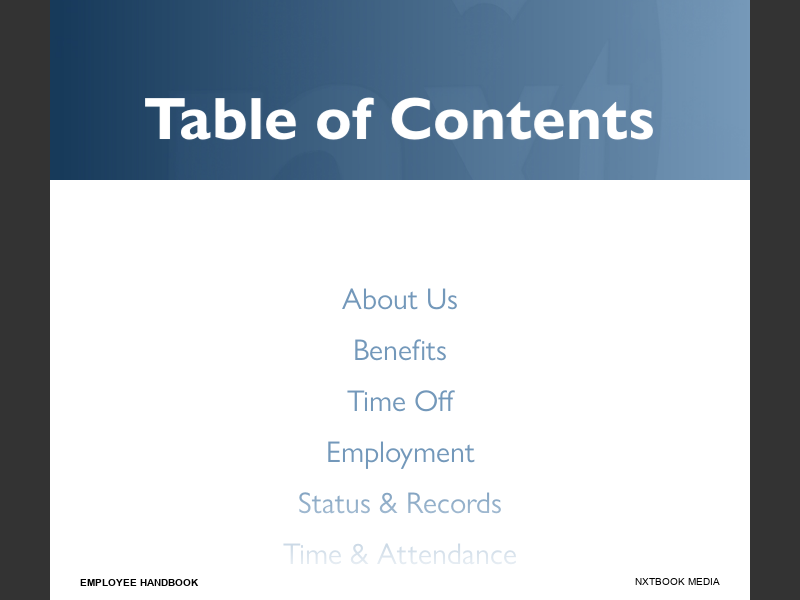 Employee HandbookTable of Contents
