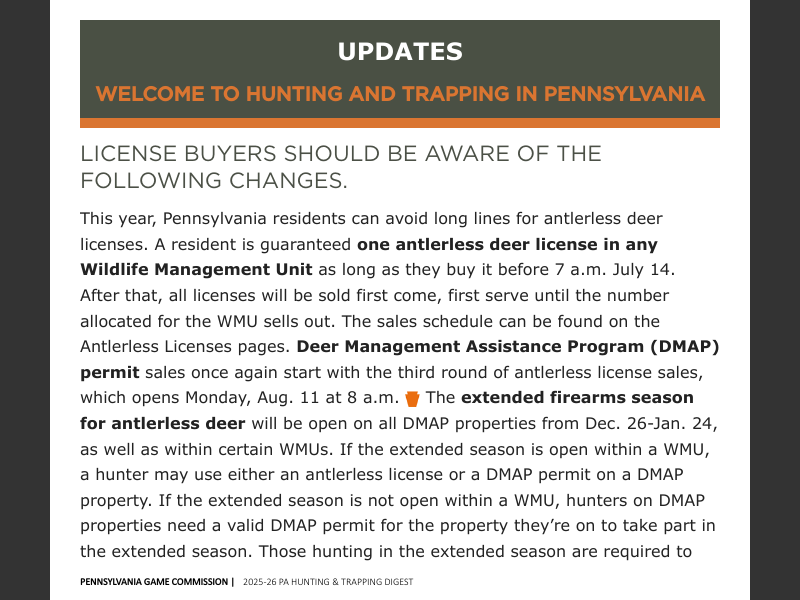 Hunting & Trapping Digest 2025-2026Updates