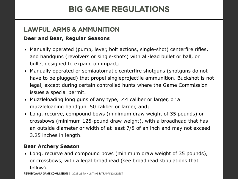 Hunting & Trapping Digest 2025-2026Big Game Regulations