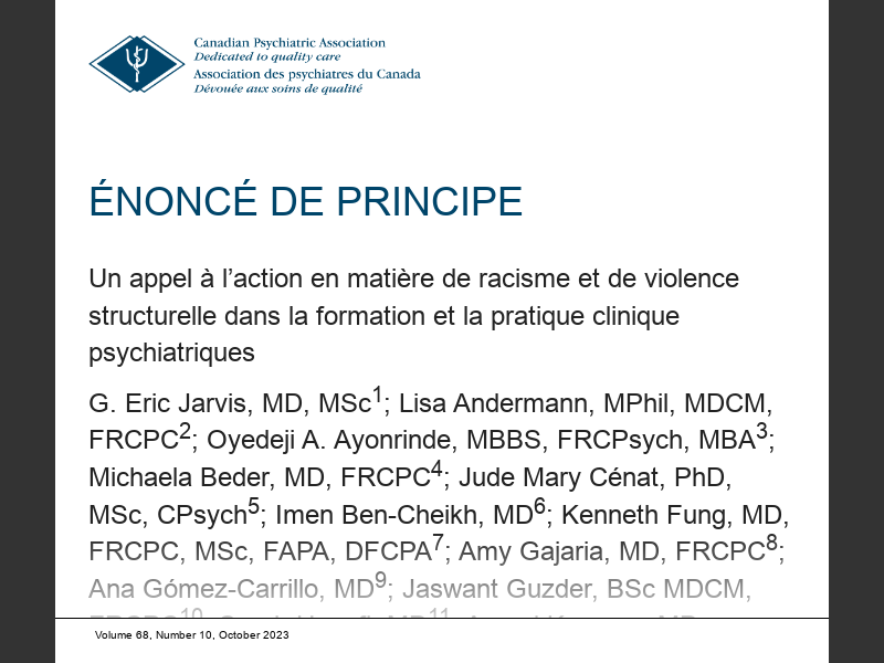 October 2023"ÉNONCÉ DE PRINCIPE: Un appel à l’action en matière de ...