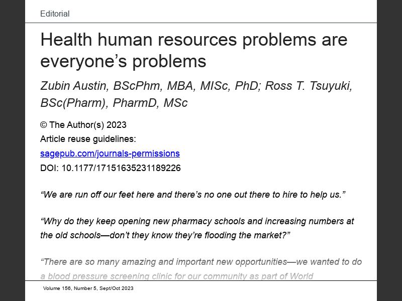 September/October 2023Editorial: Health human resources problems are ...