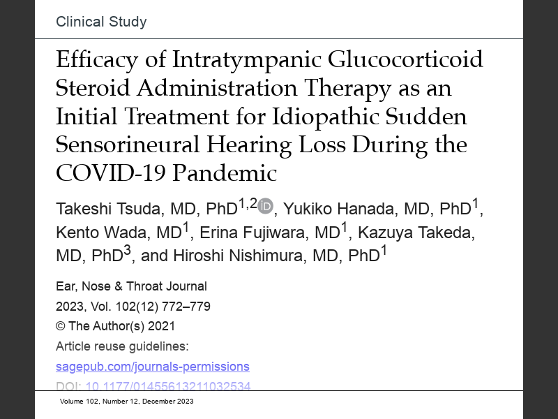 ENT - December 2023Efficacy of intratympanic steroid therapy as an ...