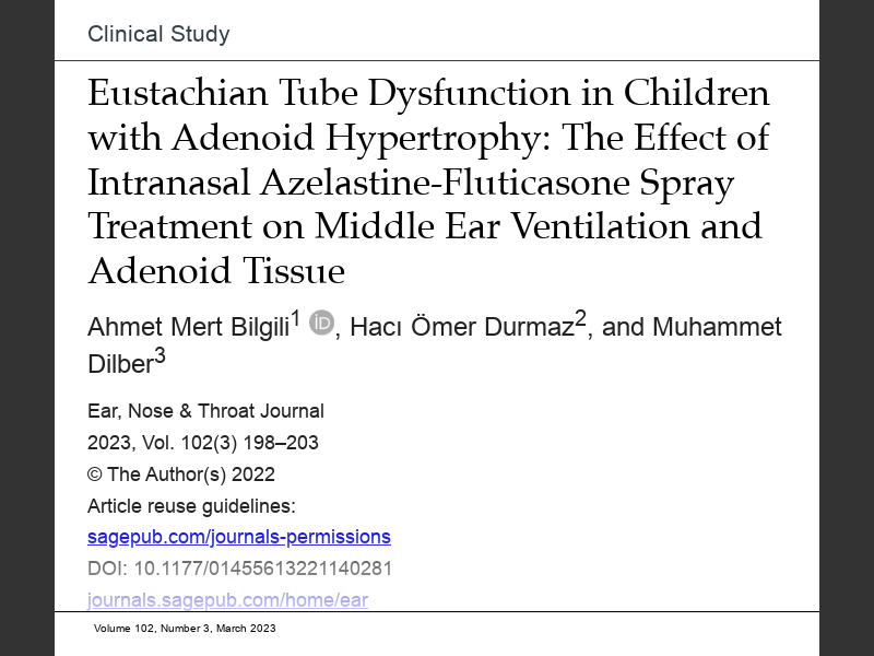 ENT - March 2023Eustachian Tube Dysfunction in Children with Adenoid ...