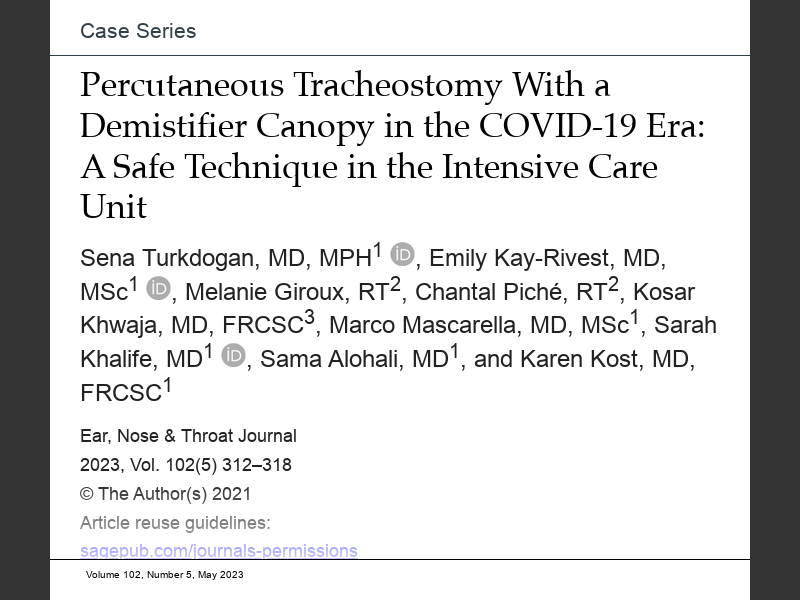 ENT - May 2023Percutaneous Tracheostomy using a demistifier canopy in ...
