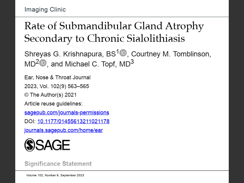 ENT - September 2023Rate of Submandibular Gland Atrophy Secondary to ...