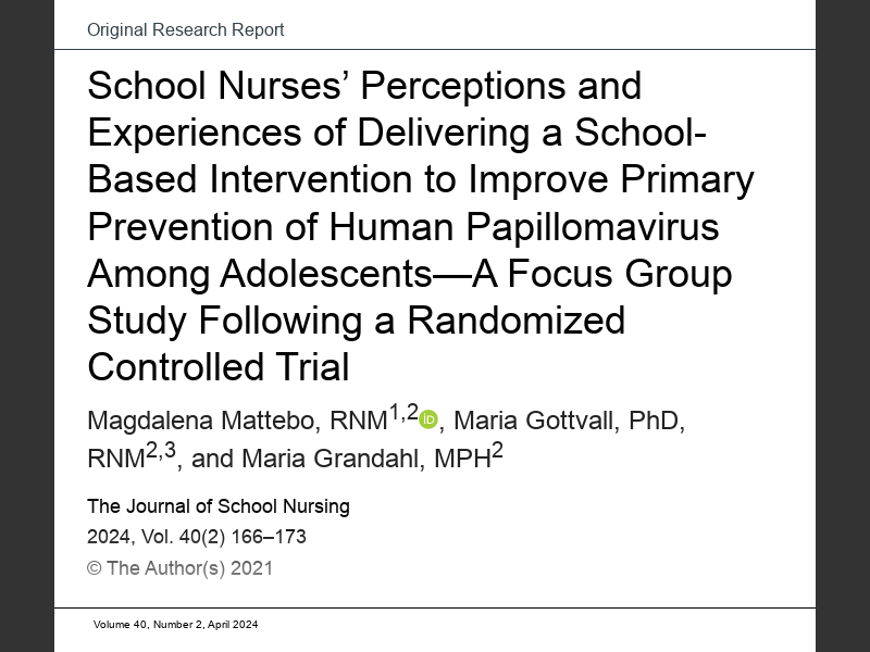 April 2024School Nurses’ Perceptions and Experiences of Delivering a ...