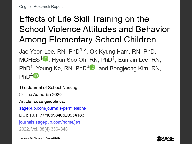 August 2022Effects of Life Skill Training on the School Violence ...