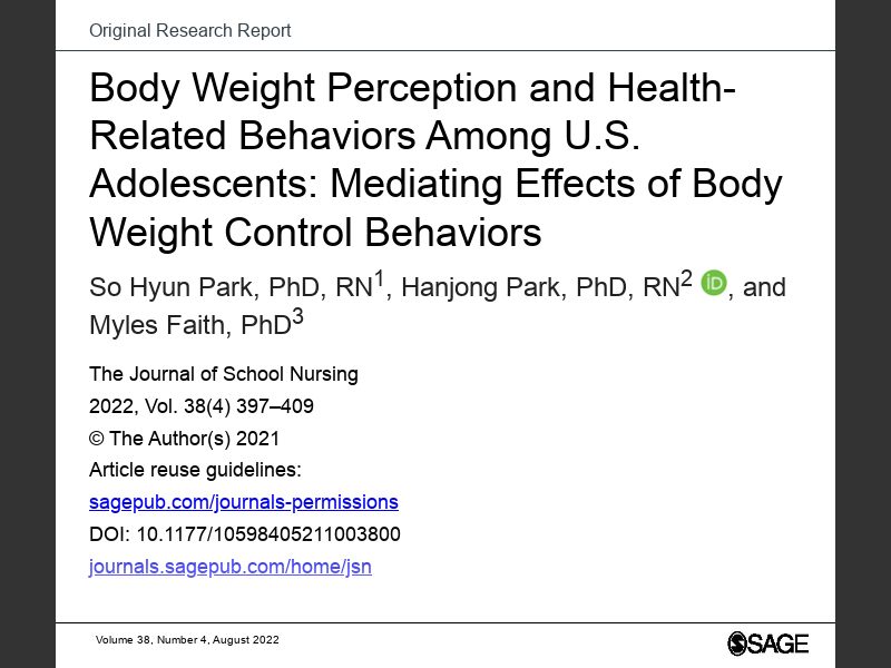 August 2022Body Weight Perception and Health-Related Behaviors Among U ...